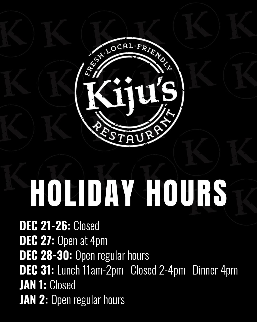 Kiju's Restaurant - Fresh. Local. Friendly.